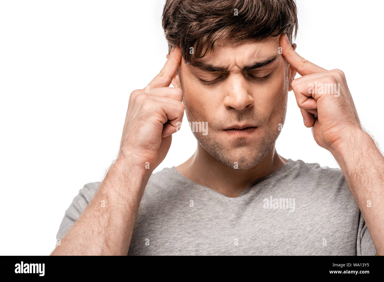 Fingers touching head hi-res stock photography and images - Alamy