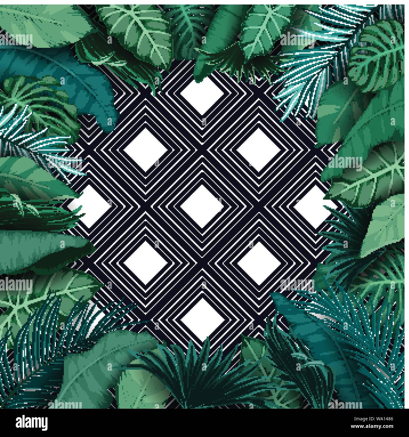 Tropical leaves isolated on striped background Stock Vector Image & Art ...