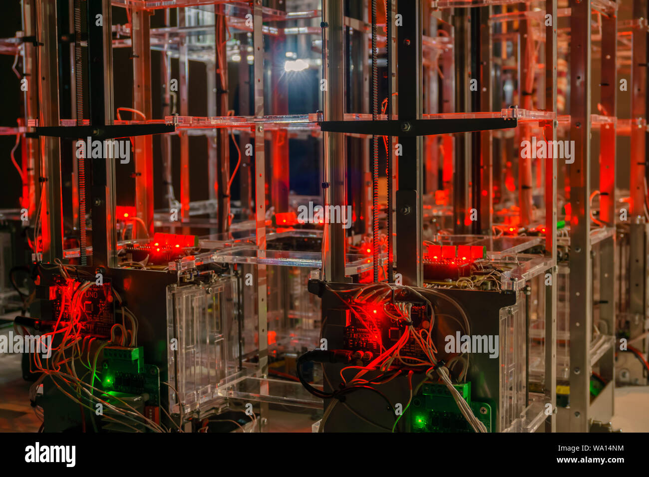 Abstract technological background with metal and plastic structures ...