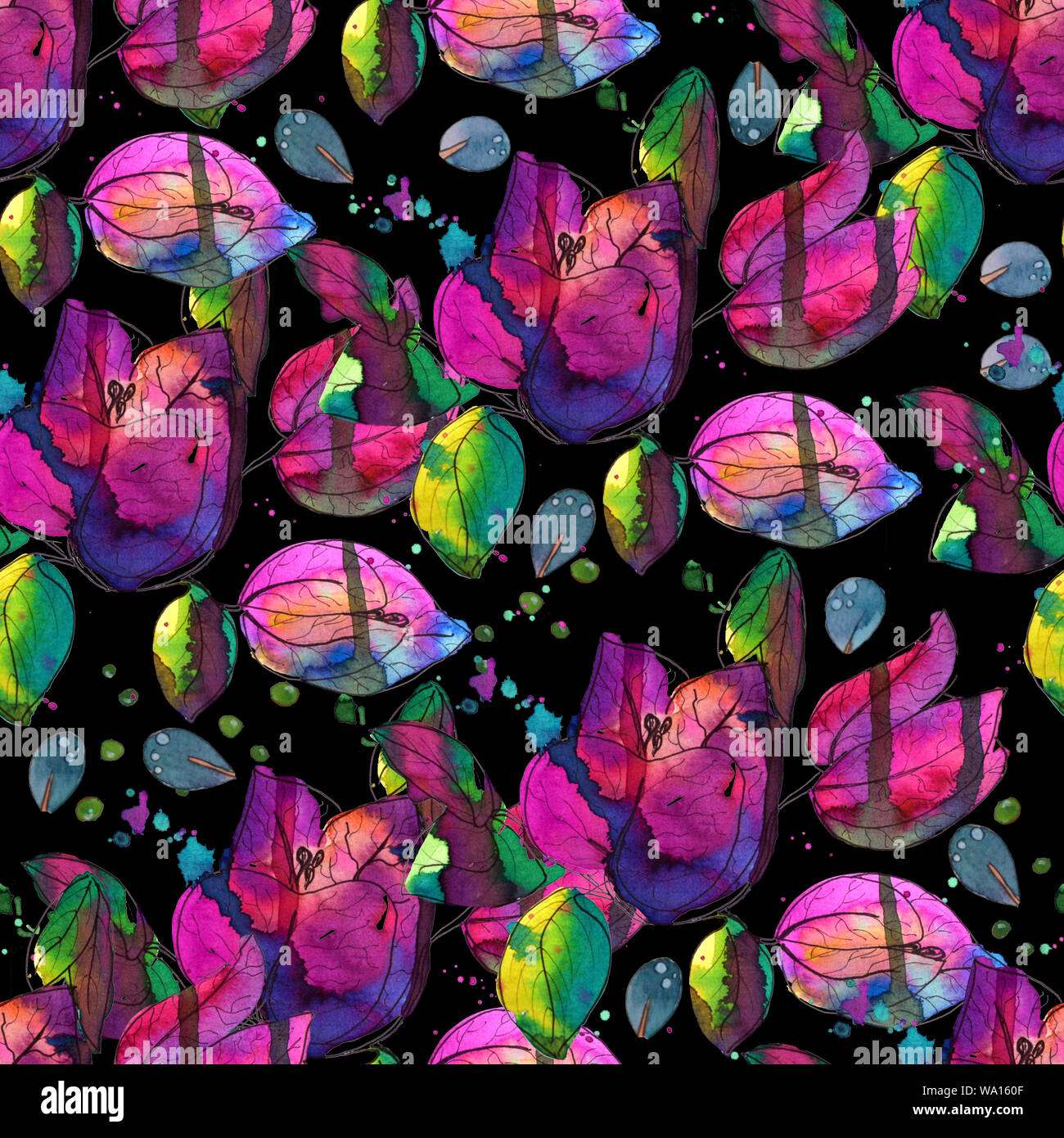 Illustration of blossom pink bougainvillea paper flower . Watercolor ...