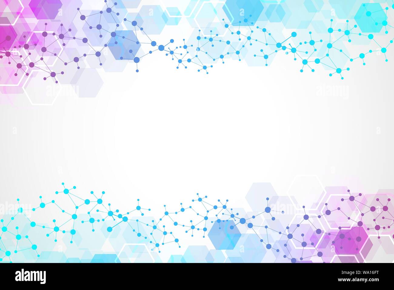 Science network pattern, connecting lines and dots. Technology hexagons ...