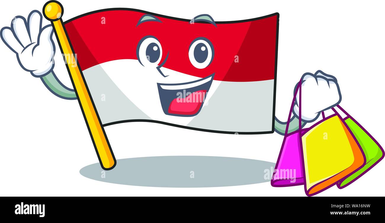 Shopping flag indonesia hoisted on cartoon poles Stock Vector Image ...