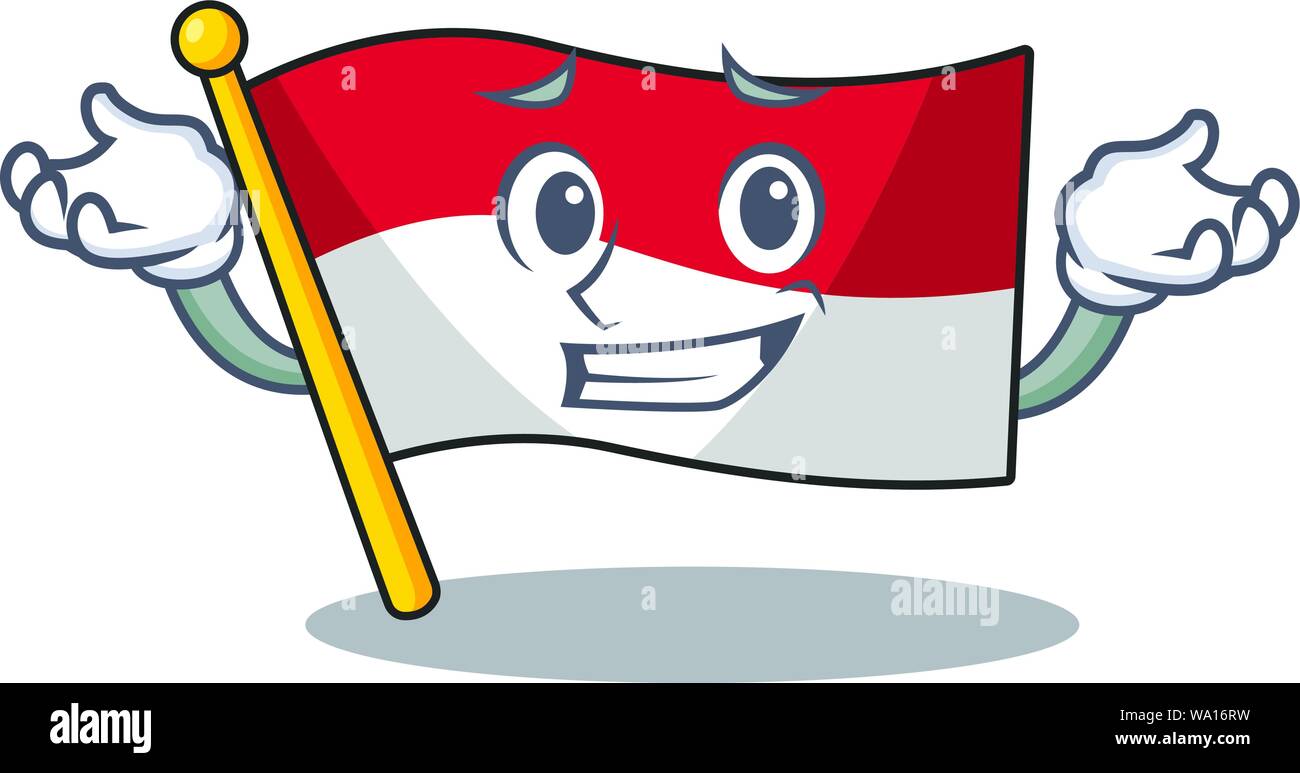 Grinning flag indonesia hoisted on cartoon poles Stock Vector Image ...
