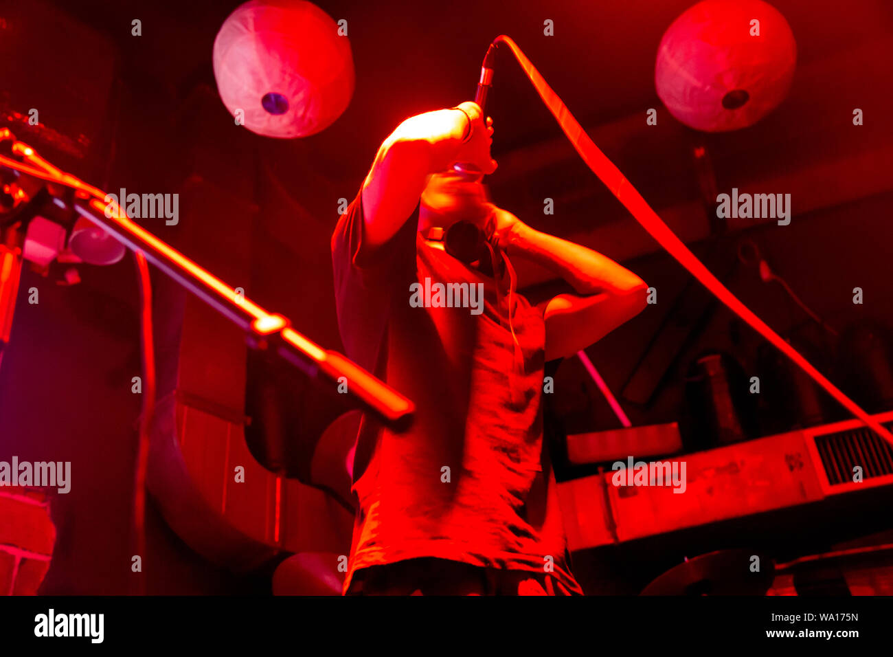 Musicians performing their music in city center night club bar Stock ...