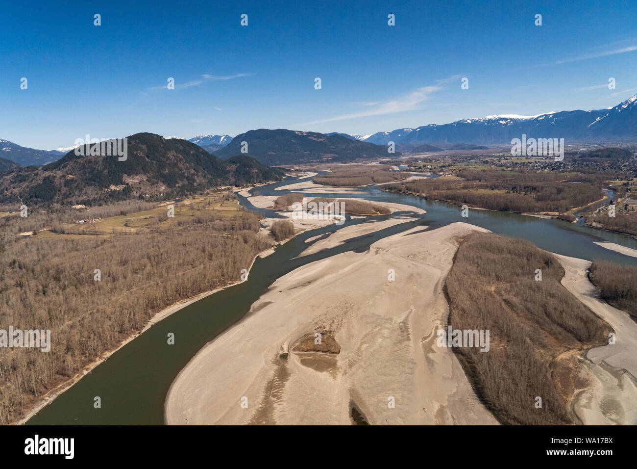 Aerial view of the Fraser River Valley close to the city of Yarrow ...