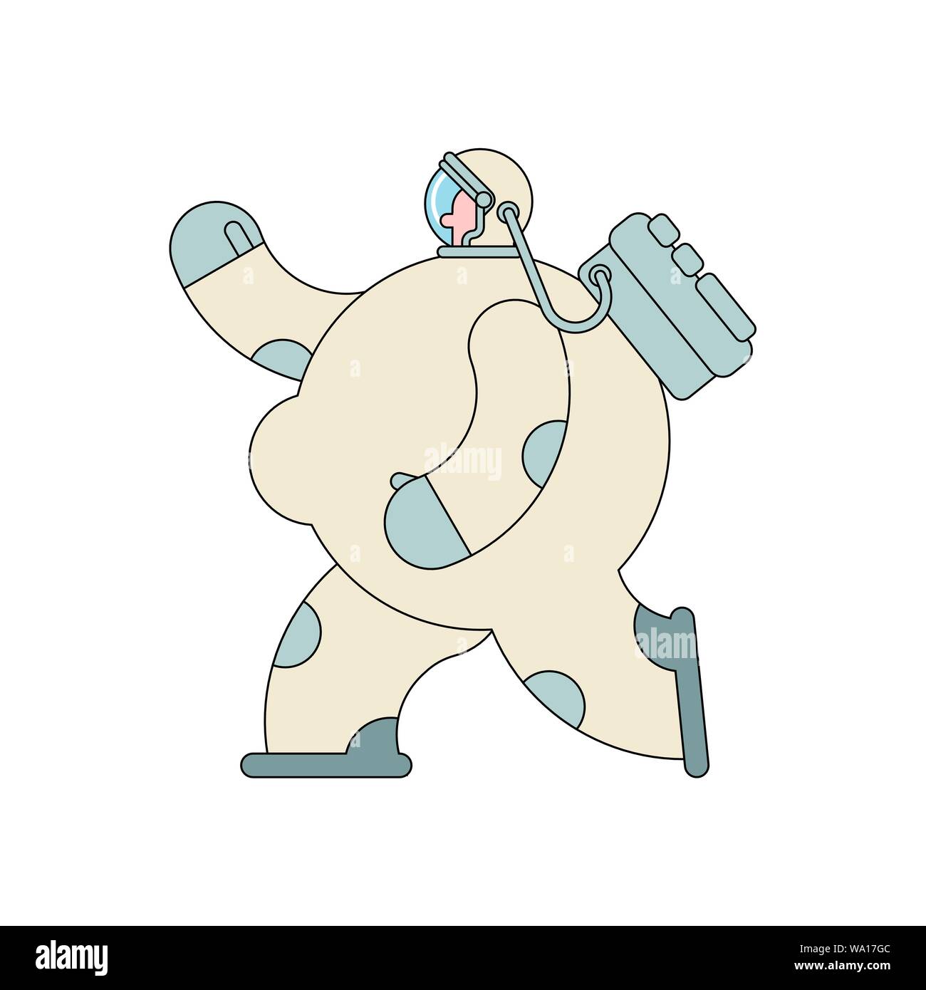 Fat astronaut cartoon. Thick cosmonaut. Stout spaceman isolated. Vector ...