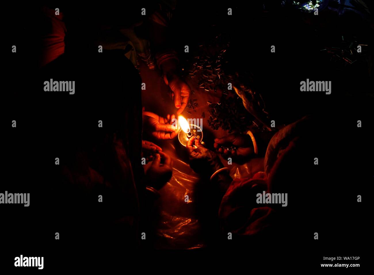 In celebration of Kali Puja, inhabitants of Tildanga in Chalna ...