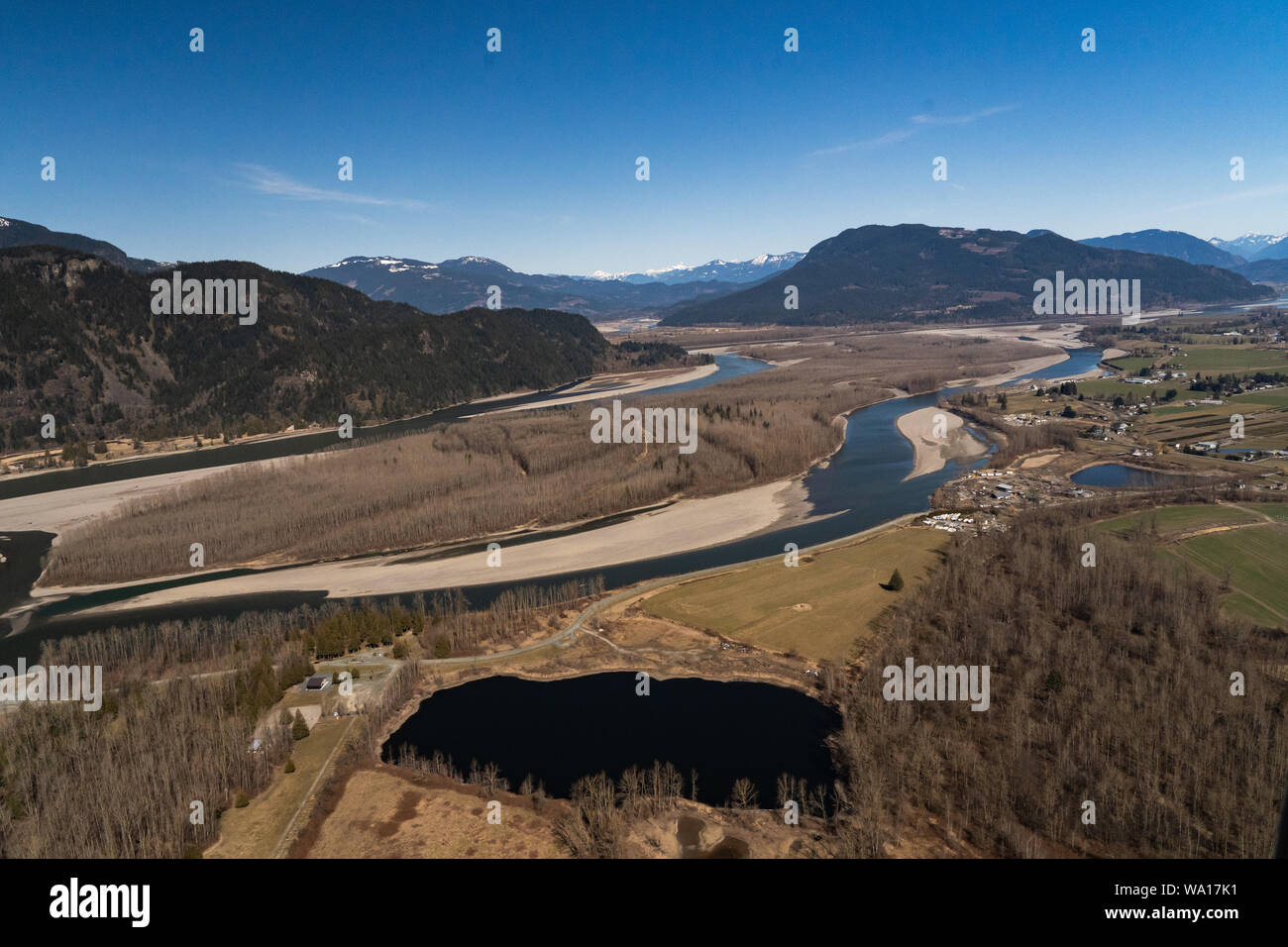 Aerial view of the Fraser Valley and the country side of the City of ...