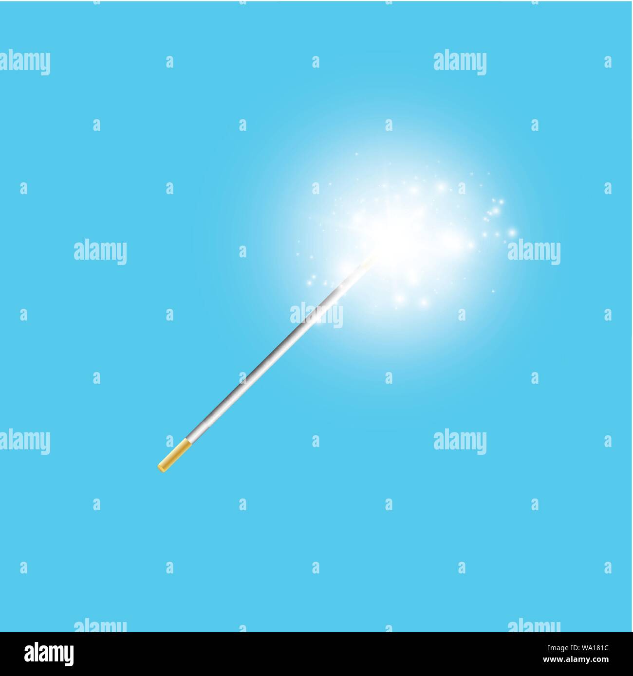 Magic wand. Vector illustration. Isolated on blue background Stock ...