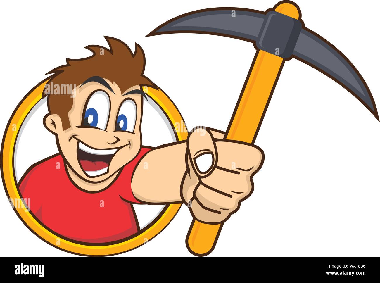 man holding pickaxe bitcoin mining crypto currency vector Stock Vector ...