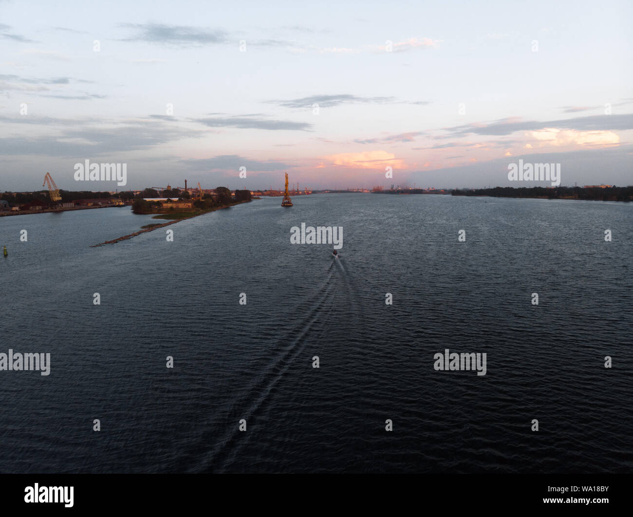 Beautiful aerial Riga port and river Daugava lanscape shots from drone ...