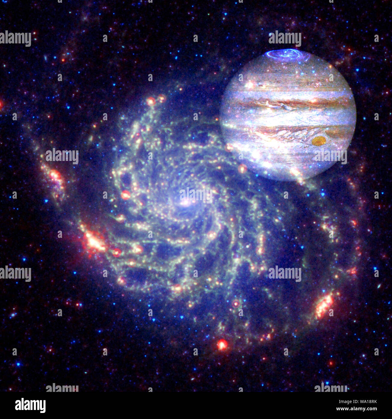 Planet Jupiter in the colorful starry universe. Elements of this image ...
