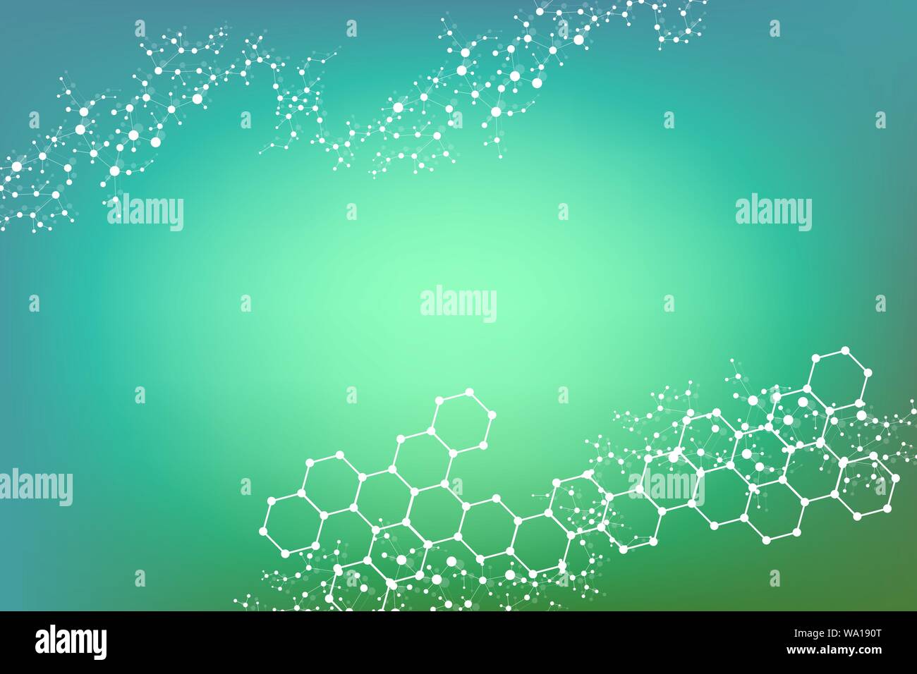 Science network pattern, connecting lines and dots. Technology hexagons ...