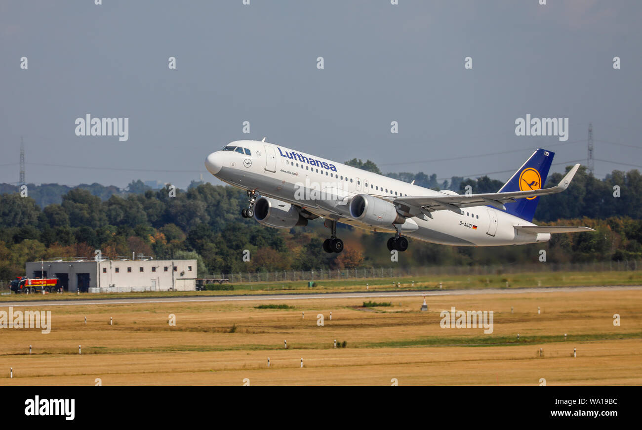 Duesseldorf, North Rhine-Westphalia, Germany - Lufthansa aircraft take ...