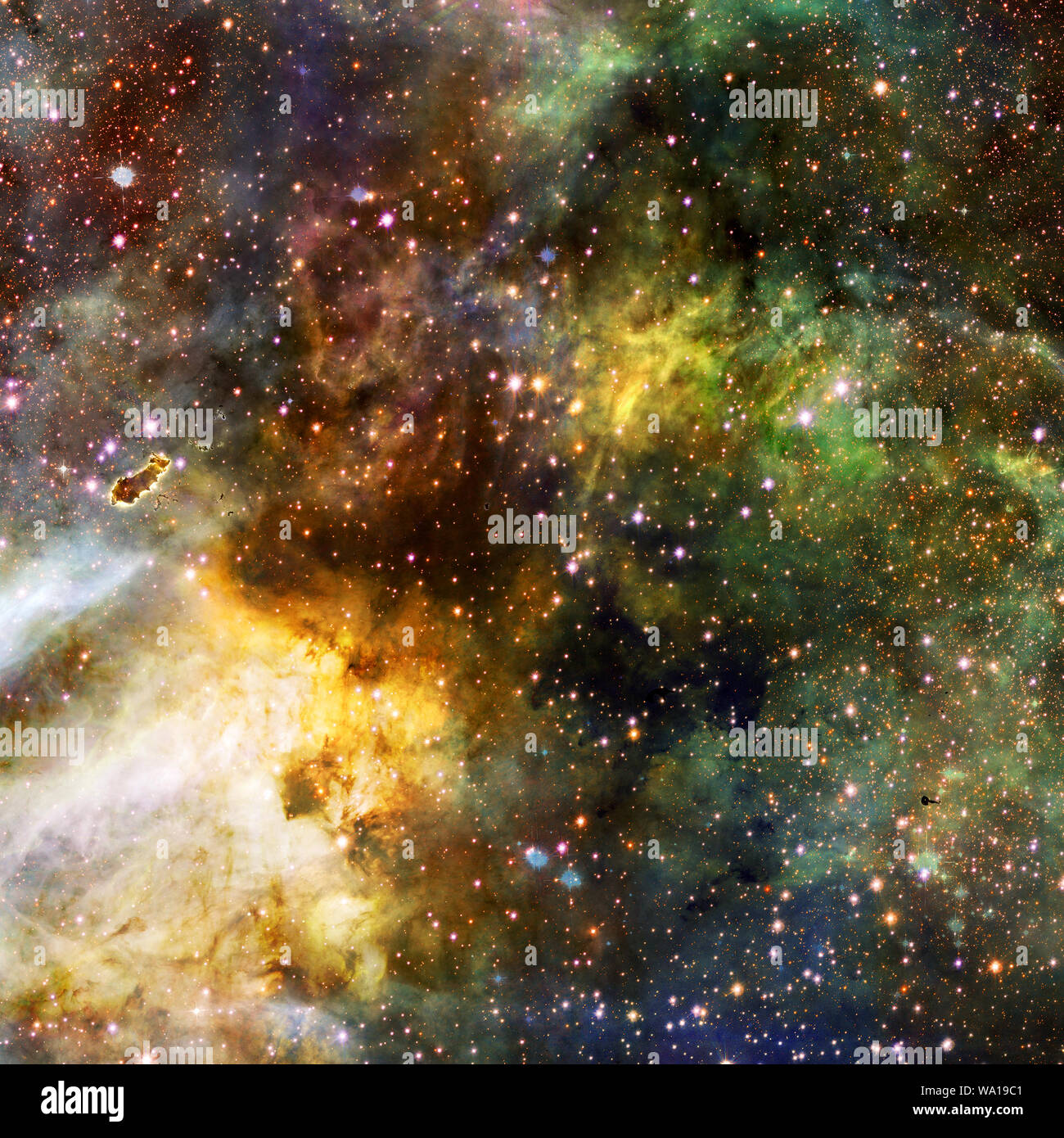Universe scene with planets, stars and galaxies in outer space ...