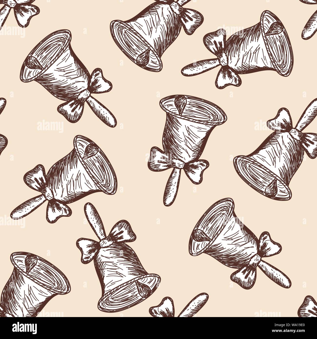 School Bell Seamless. Back To School Sketch Doodle Design. Vector ...