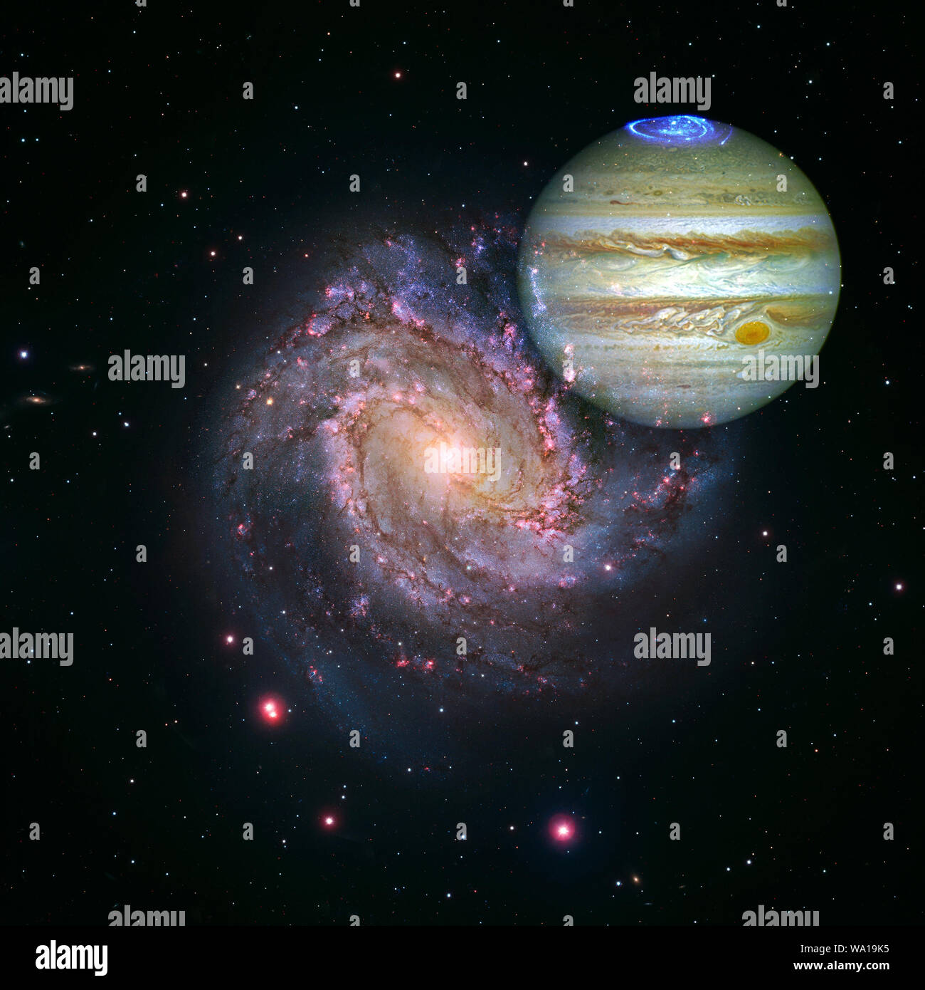 Planet Jupiter in the colorful starry universe. Elements of this image ...