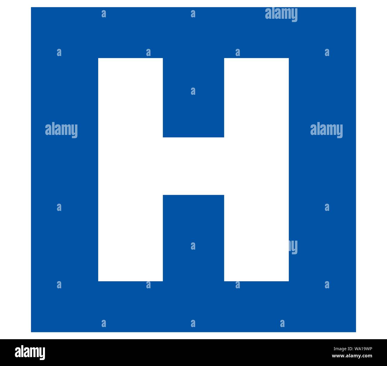 Hospital text and icon, blue color isolated background Stock Vector ...