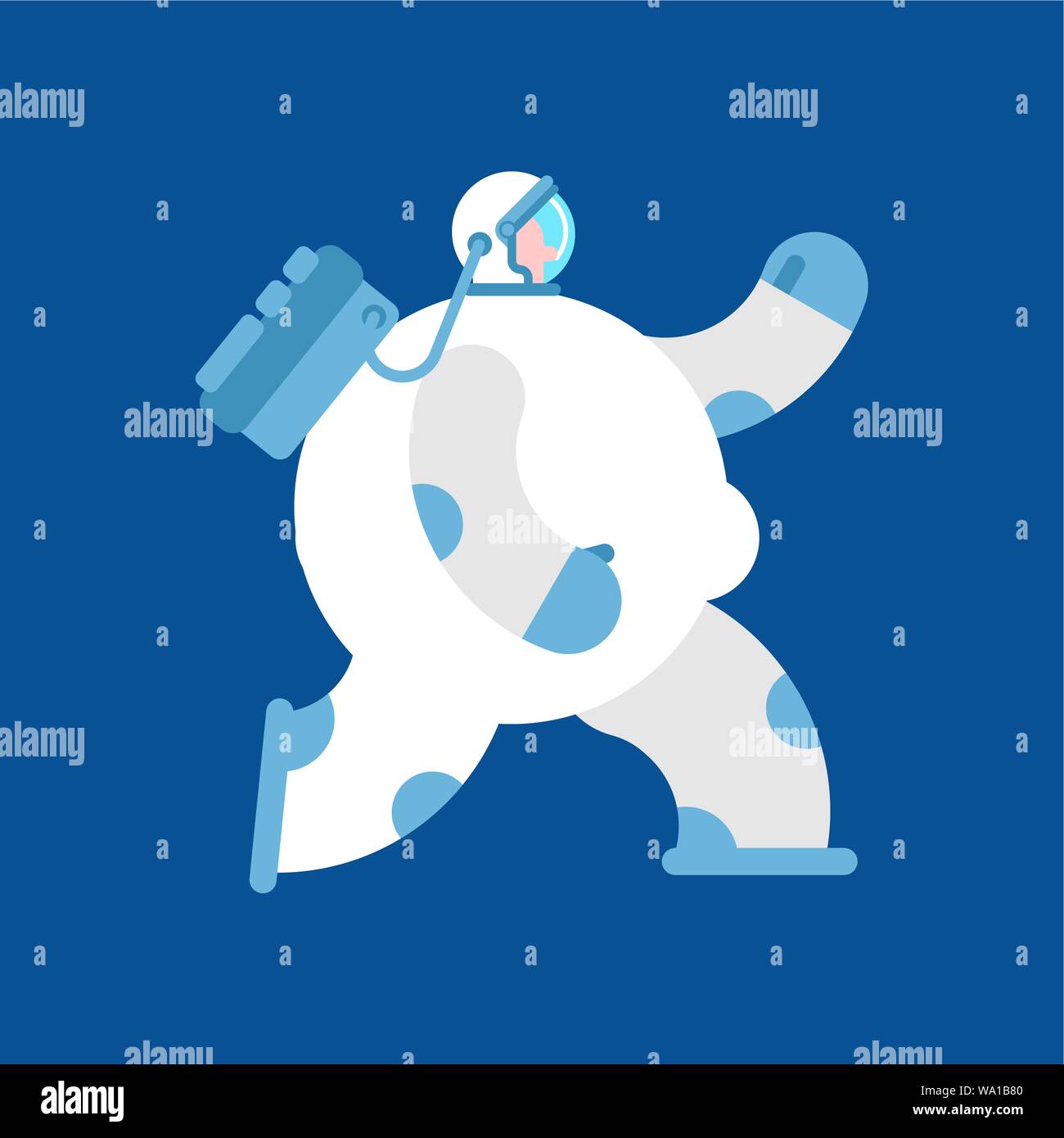 Fat astronaut cartoon. Thick cosmonaut. Stout spaceman isolated. Vector ...