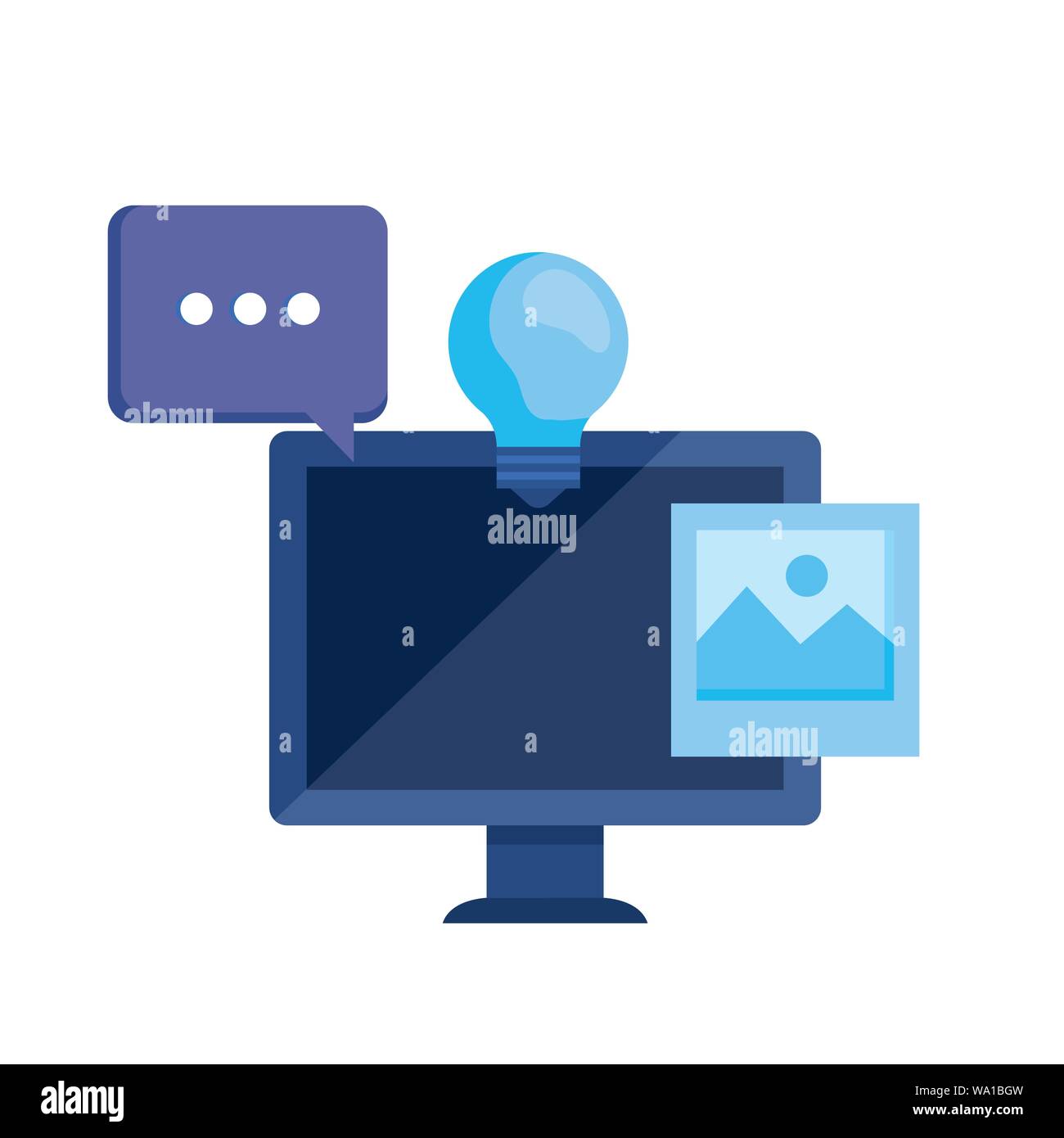 desktop computer with speech bubble Stock Vector Image & Art - Alamy