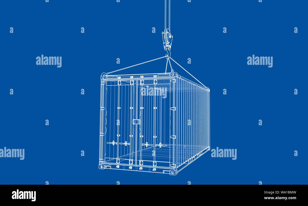 Cargo container. Wire-frame style Stock Vector Image & Art - Alamy