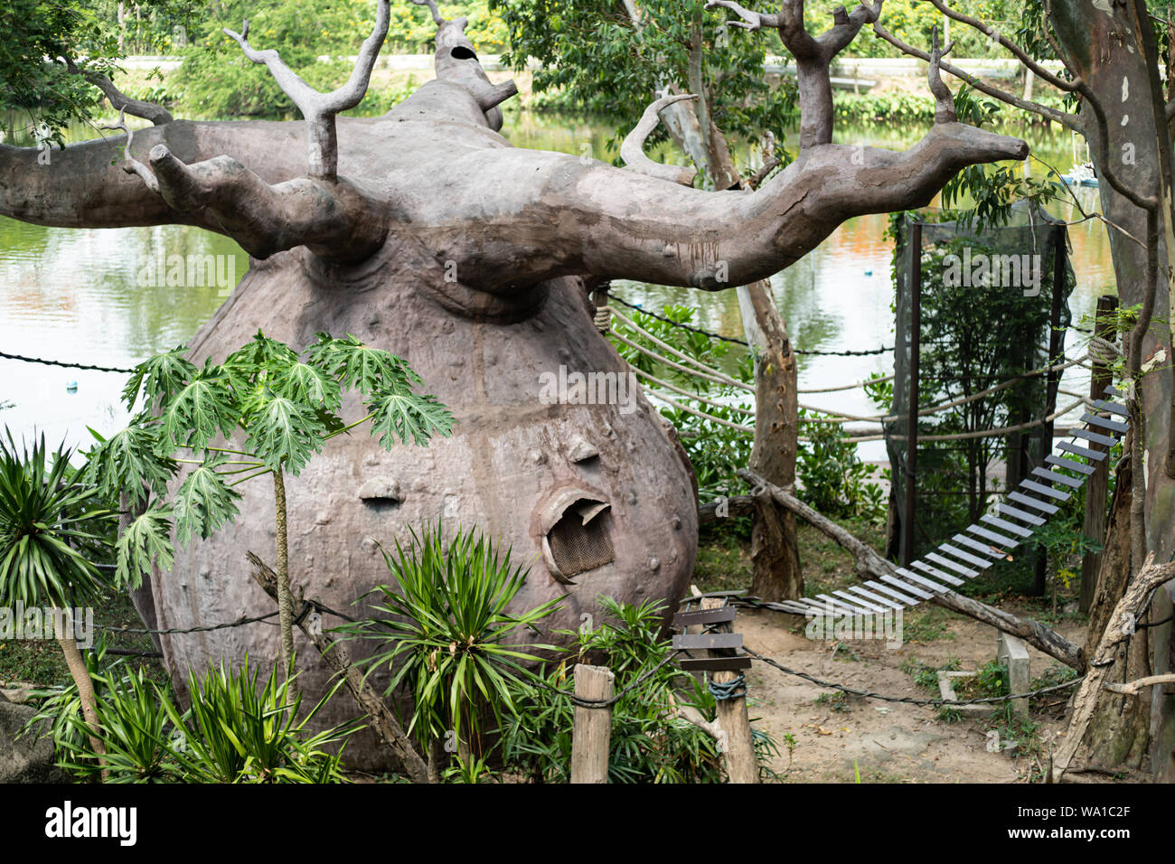 Beautiful creative handmade tree house for kids in backyard of a house ...