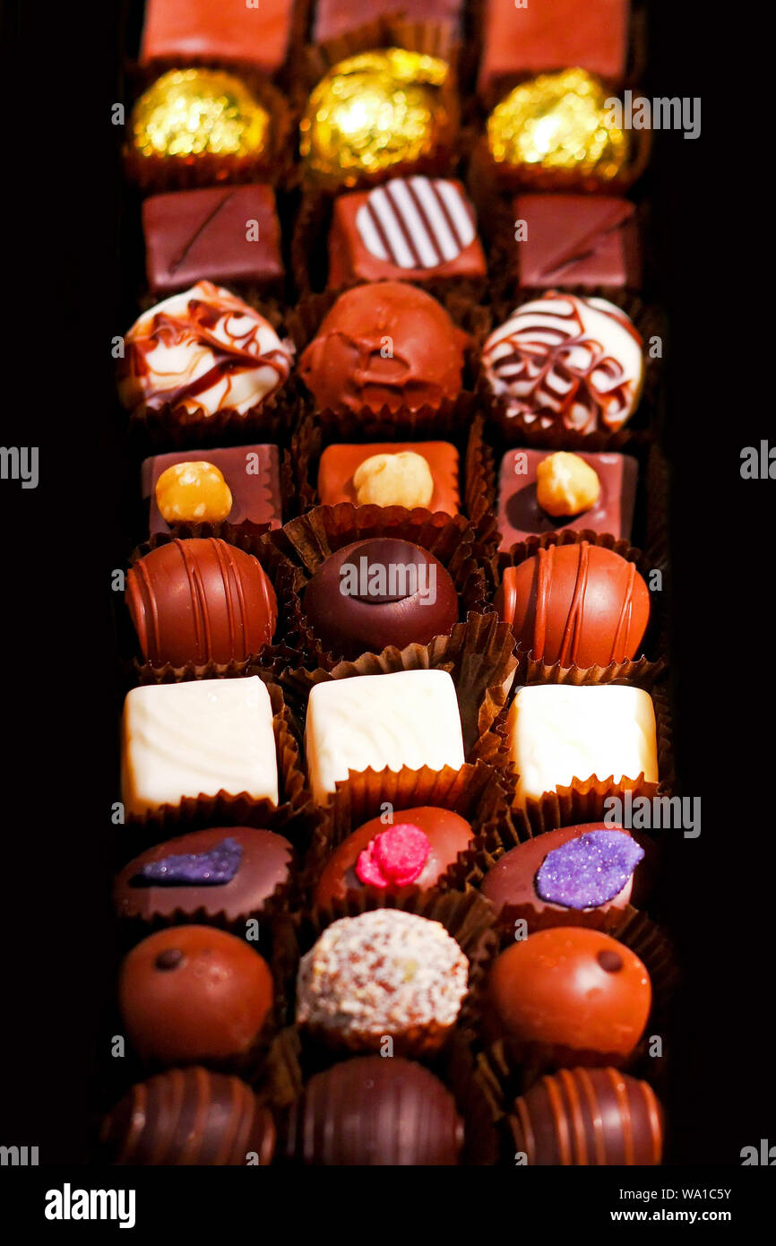 Close up shot of fine chocolate sweets Stock Photo - Alamy