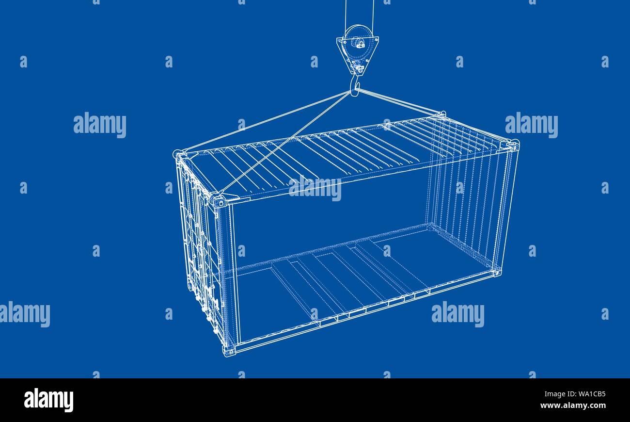 Cargo container. Wire-frame style Stock Vector Image & Art - Alamy