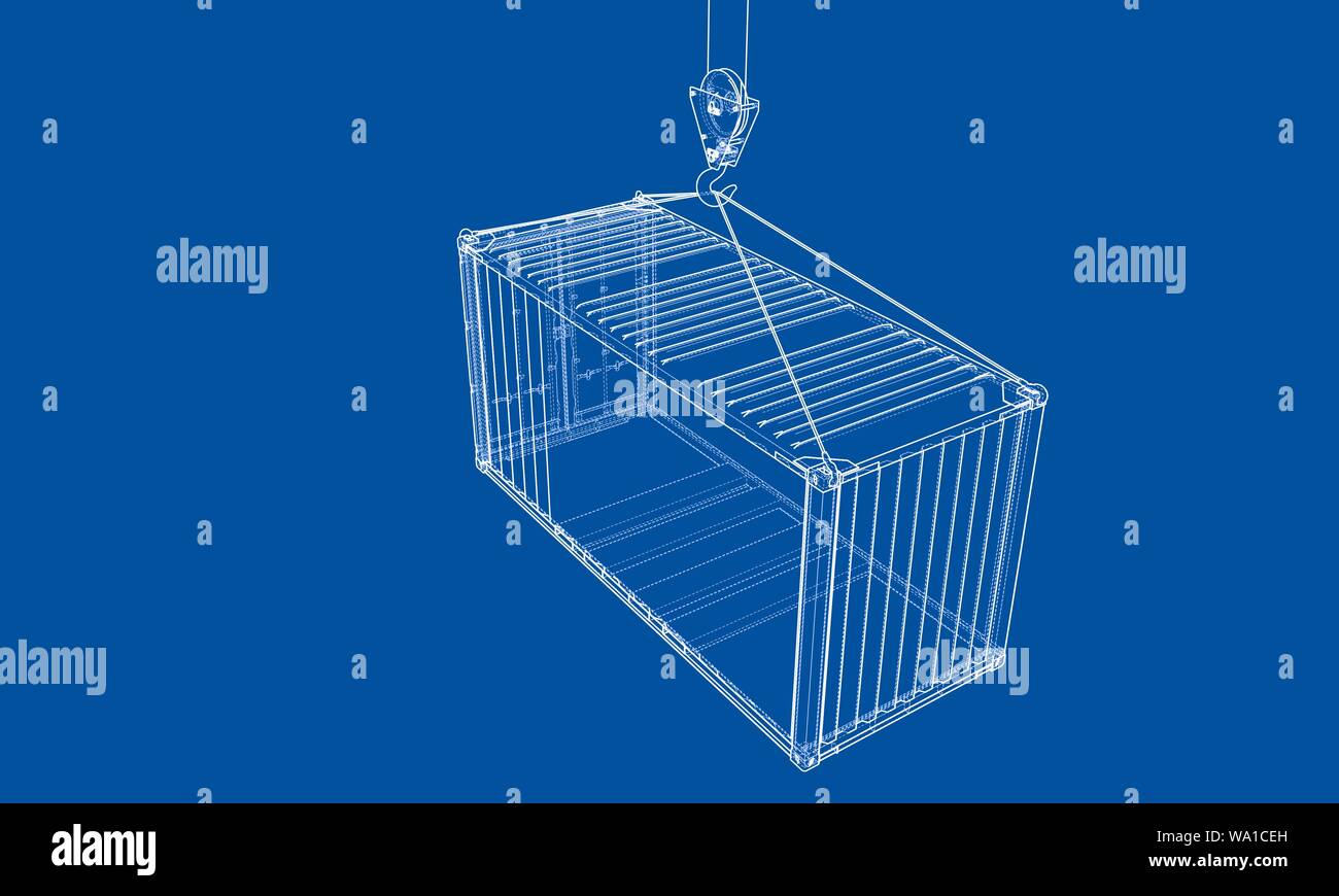 Cargo container digital wireframe Stock Vector Images - Alamy