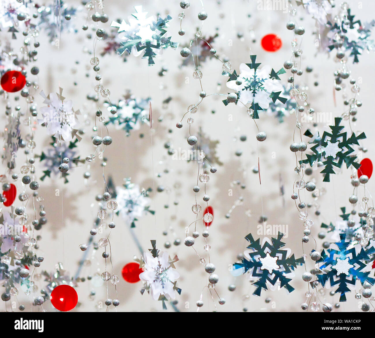 Abstract Christmas background with silver snow flakes Stock Photo - Alamy