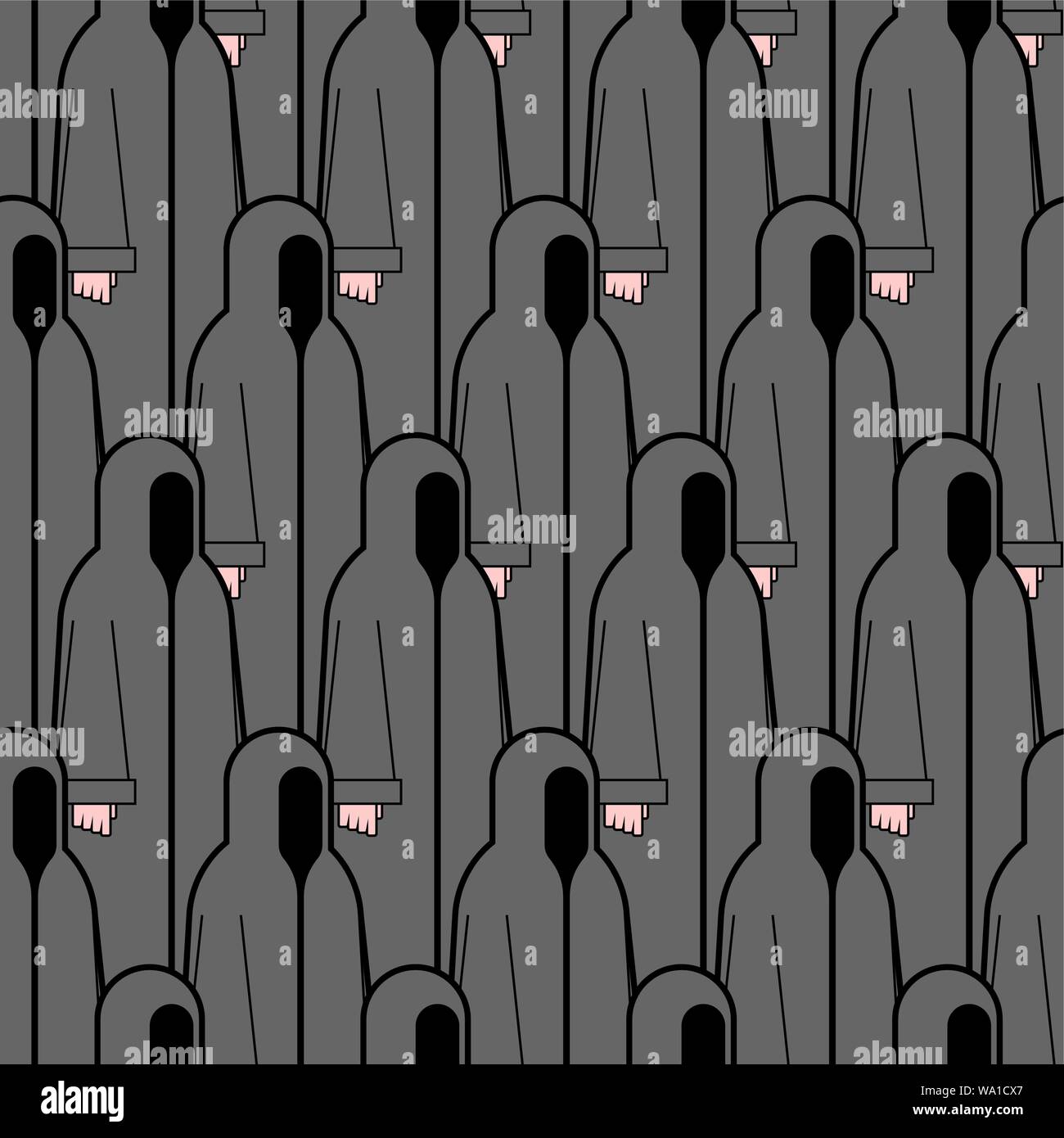 Black monk pattern seamless. Occultist in hood background. Monastic ...