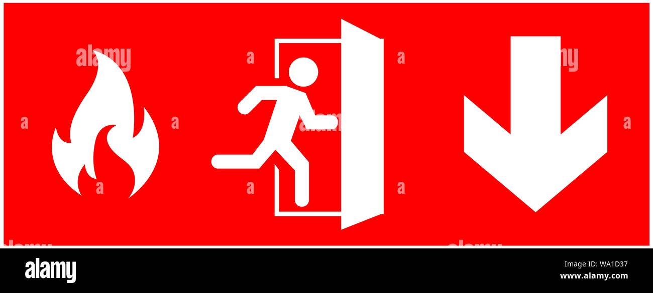 Fire exit sign red Stock Vector Images - Alamy