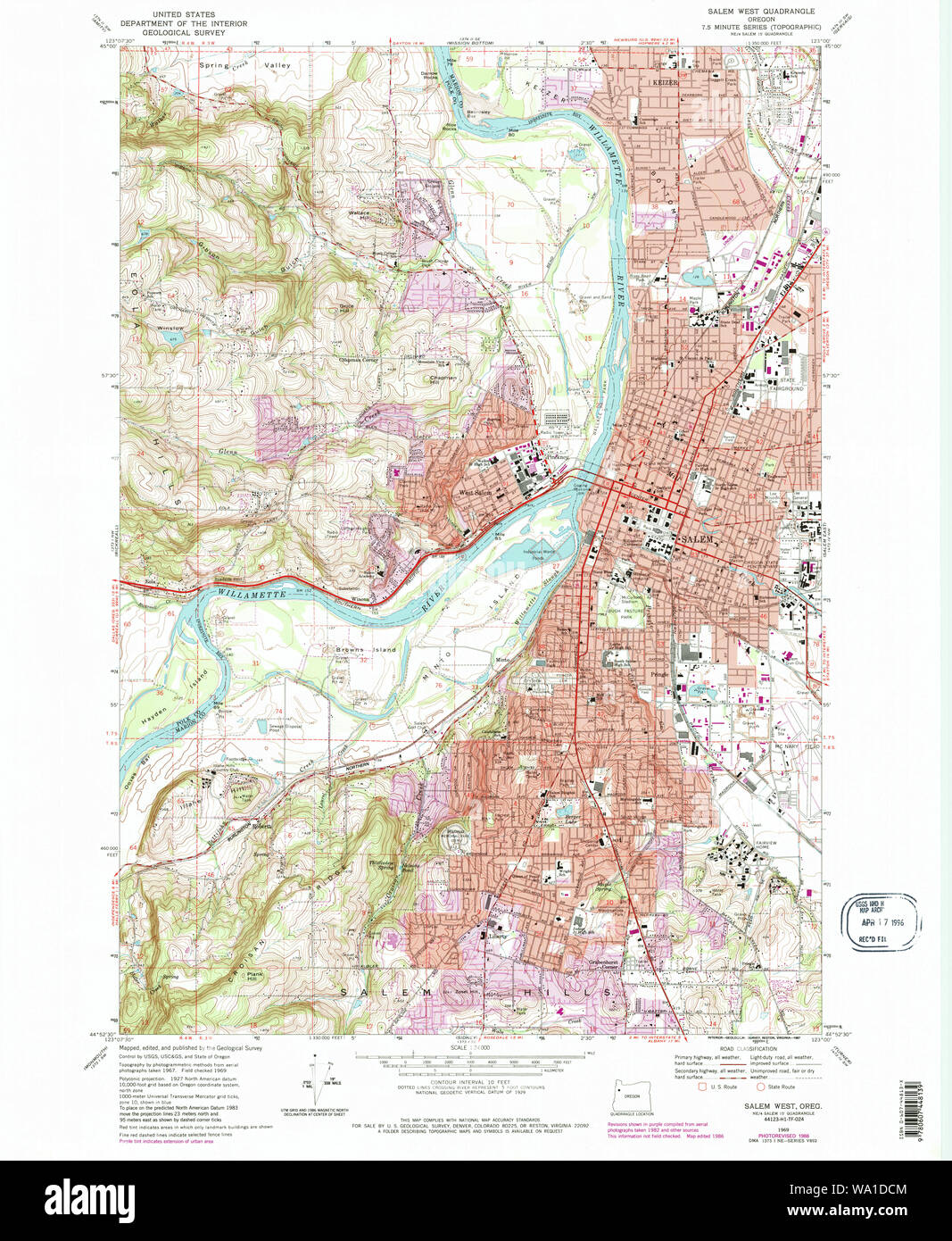 USGS Topo Map Oregon Salem West 281368 1969 24000 Restoration Stock ...