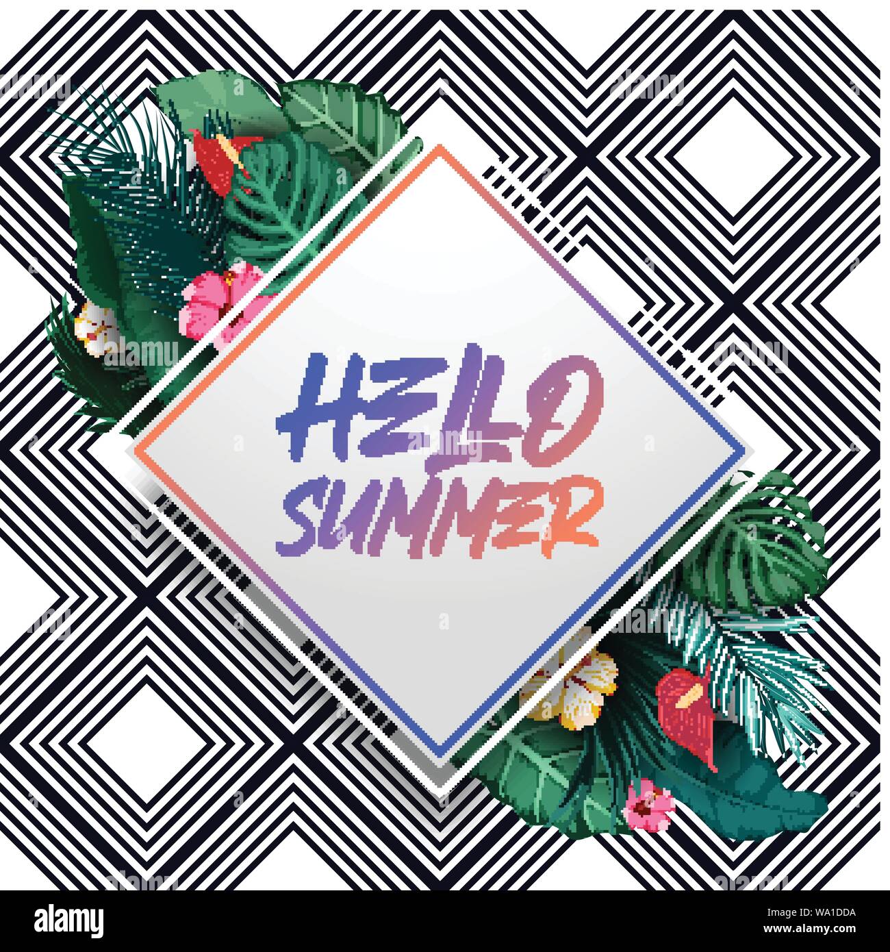 Tropical leaves with triangle frame Stock Vector Image & Art - Alamy