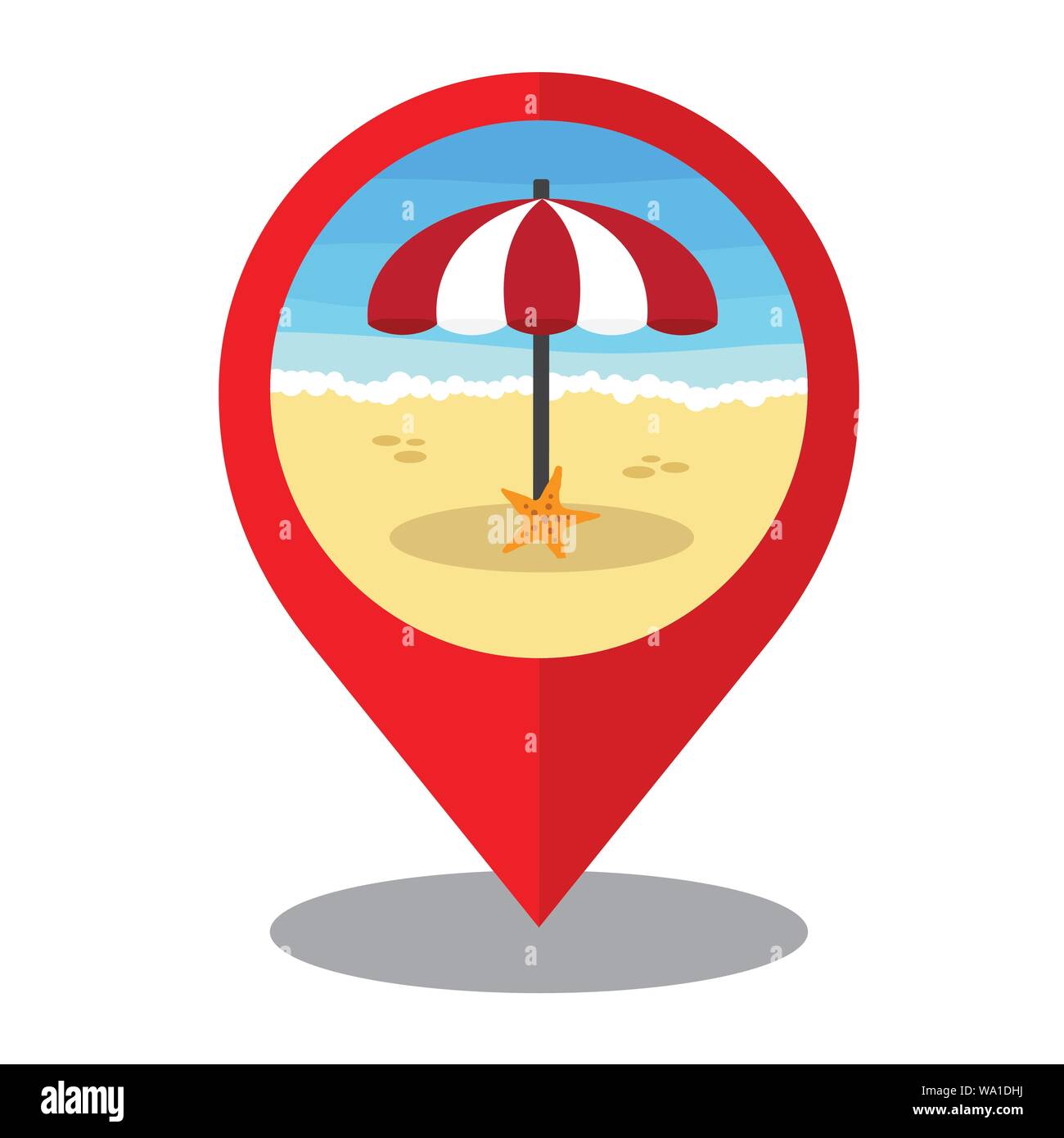 Summer time pin mark. Vacation icon and beach concept. Vector ...