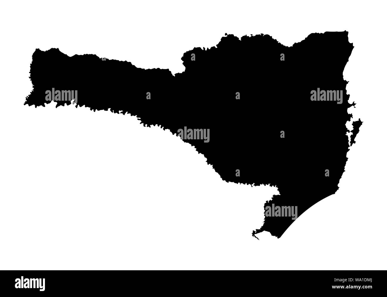 Santa Catarina State silhouette map isolated on white background ...