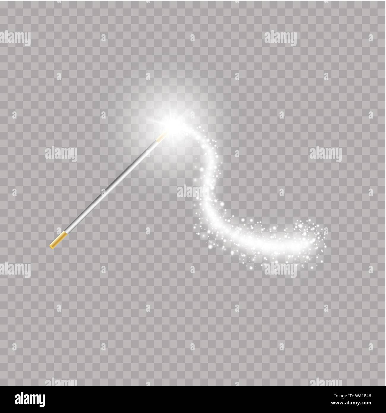 Magic wand. Vector illustration. Isolated on black transparent ...