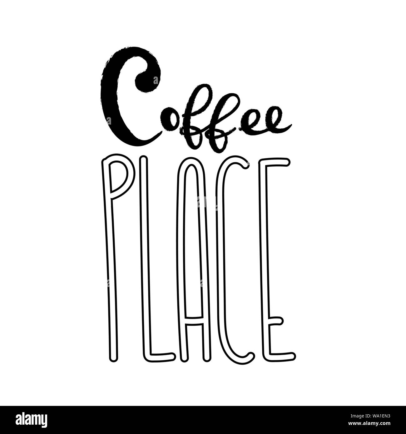 Coffee typography sign. Coffee text for decoration, shop, cup, machine ...