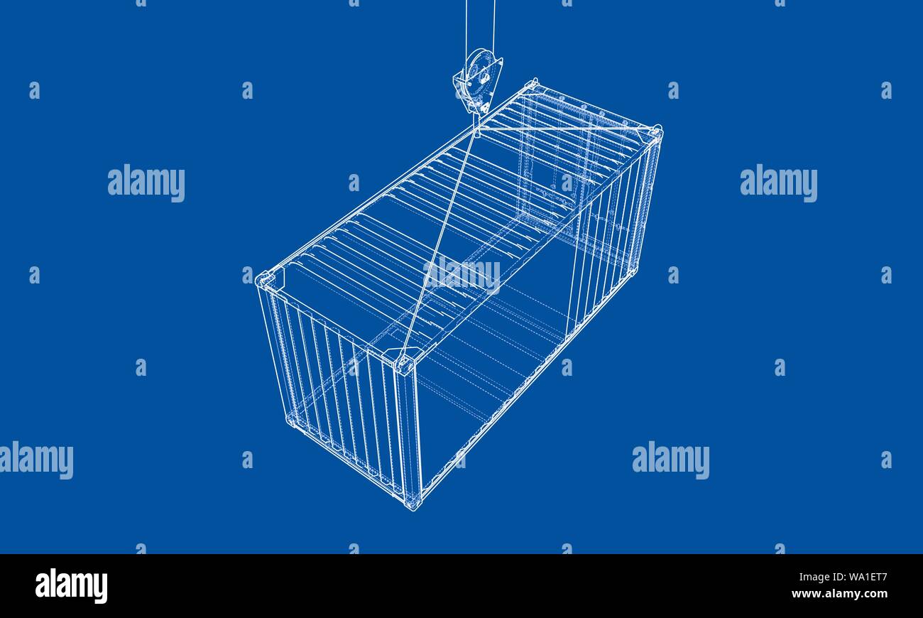 Cargo container. Wire-frame style Stock Vector Image & Art - Alamy