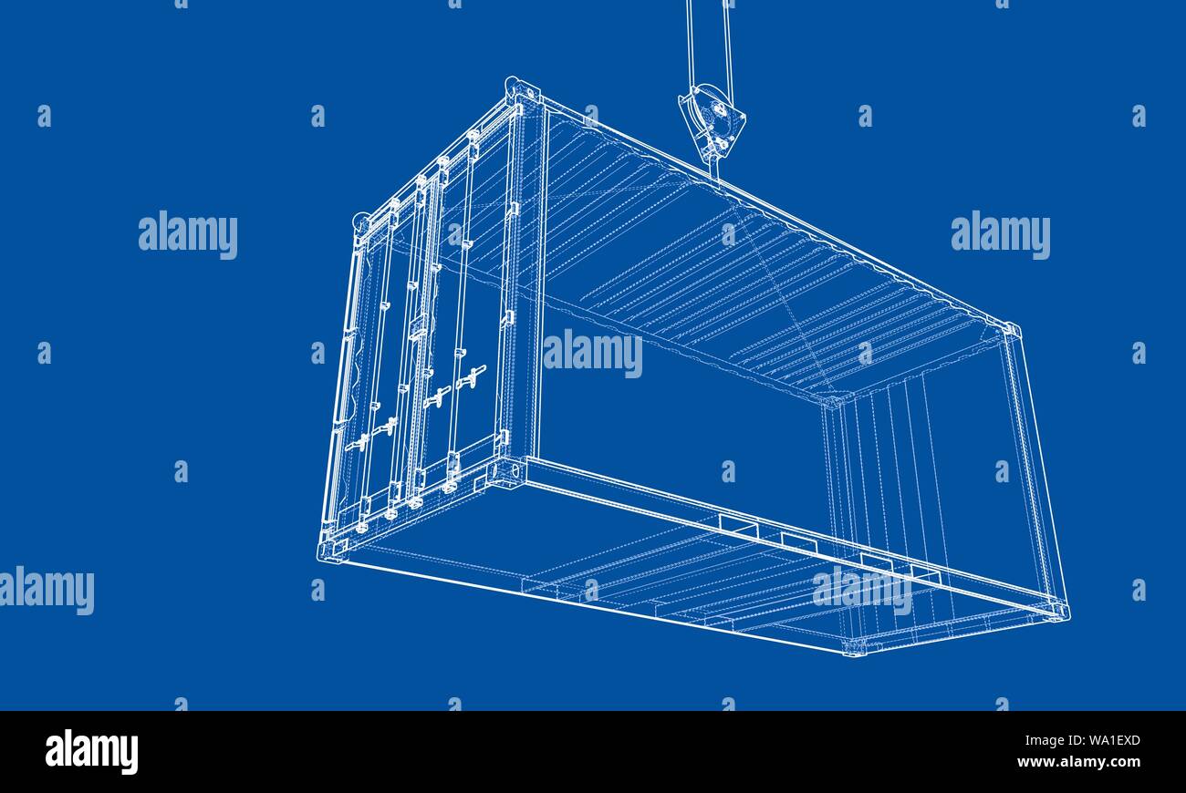 Cargo container. Wire-frame style Stock Vector Image & Art - Alamy