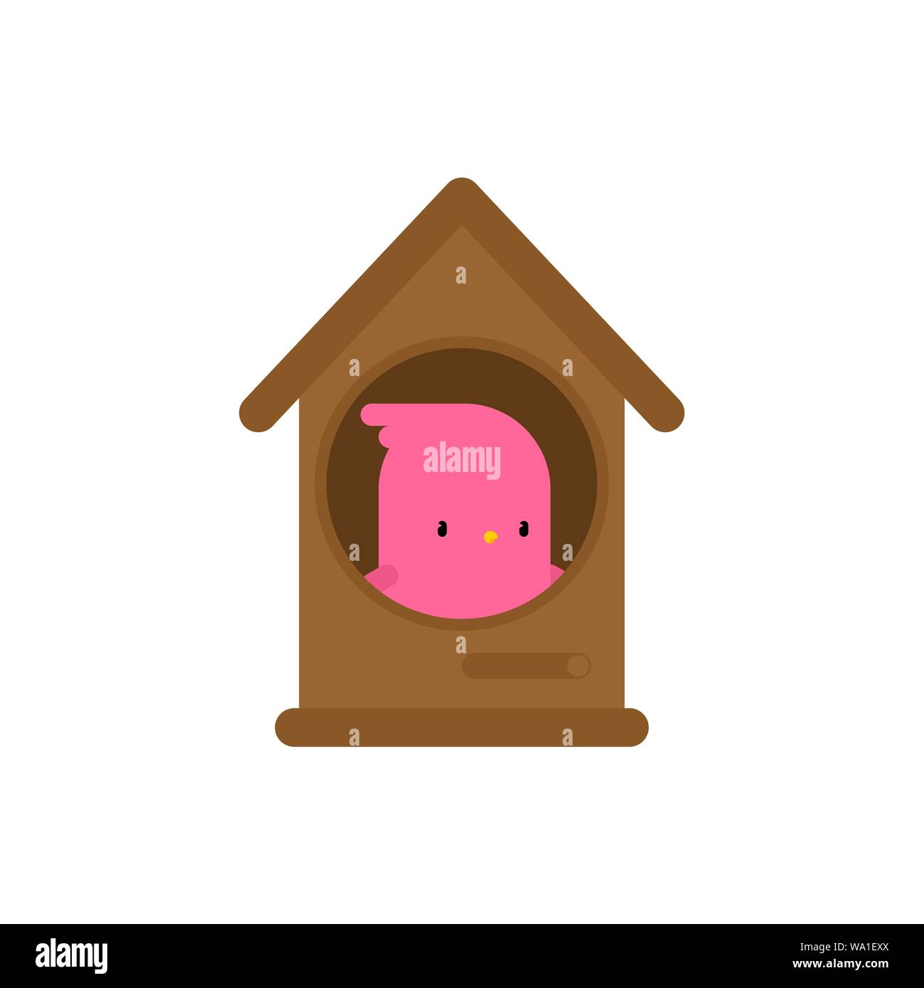 Bird in Birdhouse cartoon. Birdie in home. Vector illustration Stock ...