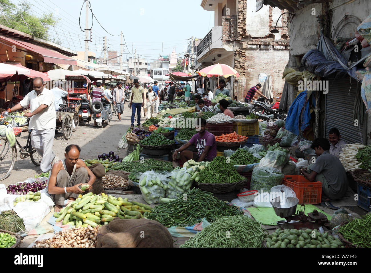 Shopkeeper selling vegetables in market hi-res stock photography and ...
