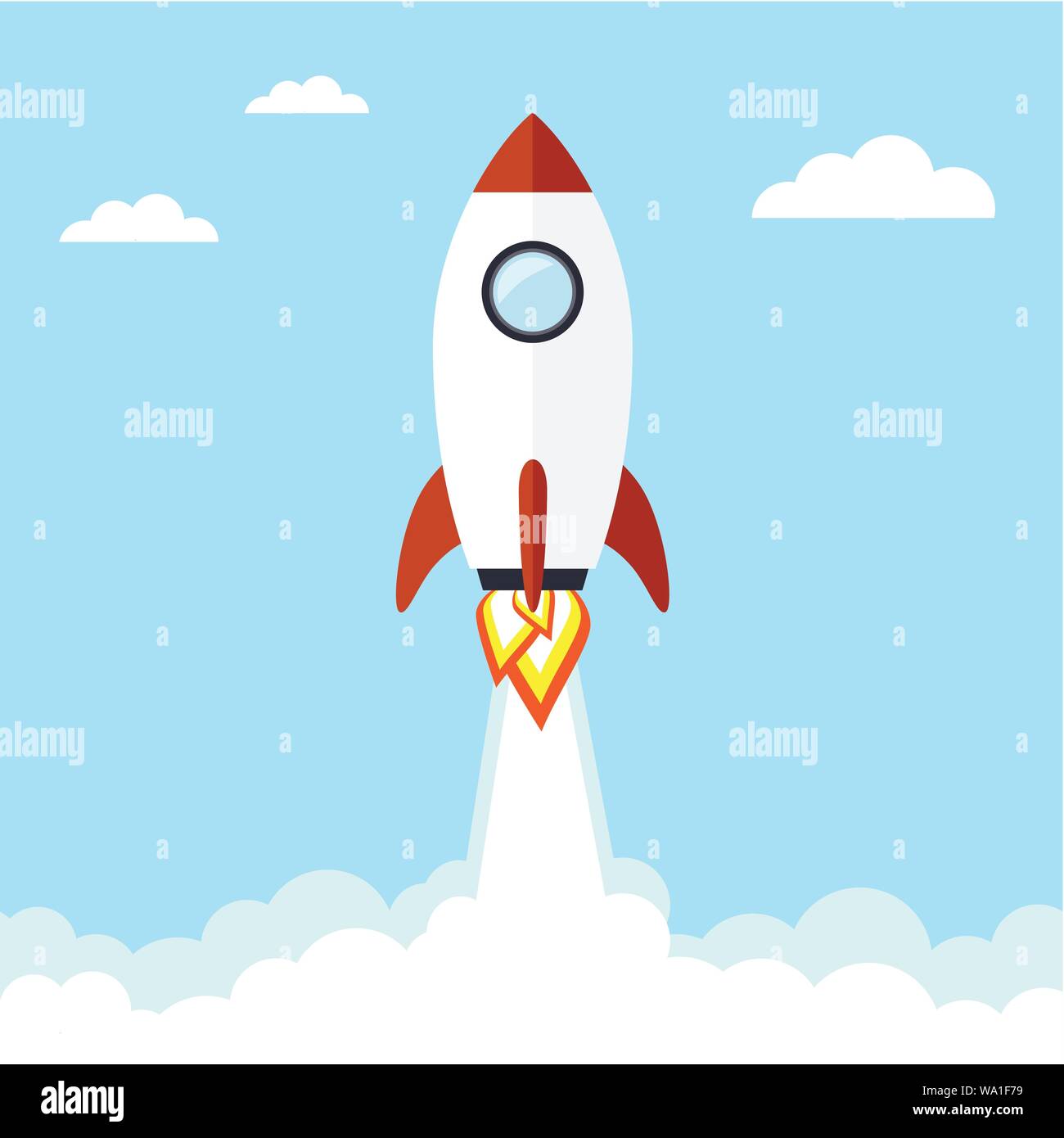 Rocket flying in the sky. Vector illustration Stock Vector Image & Art ...