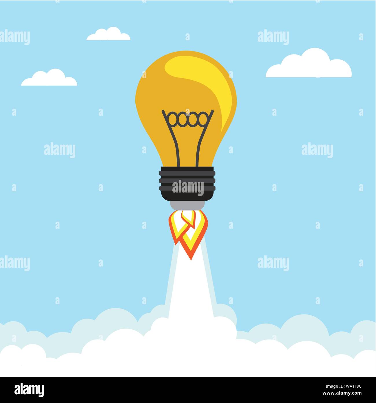 Bulb Rocket flying in the sky. Vector illustration Stock Vector Image ...