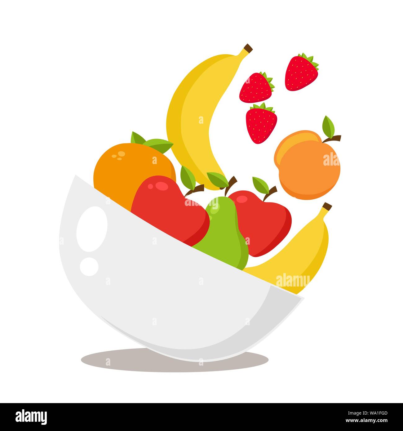 Turn fruit platter with fruits falling. Vector illustration Stock ...