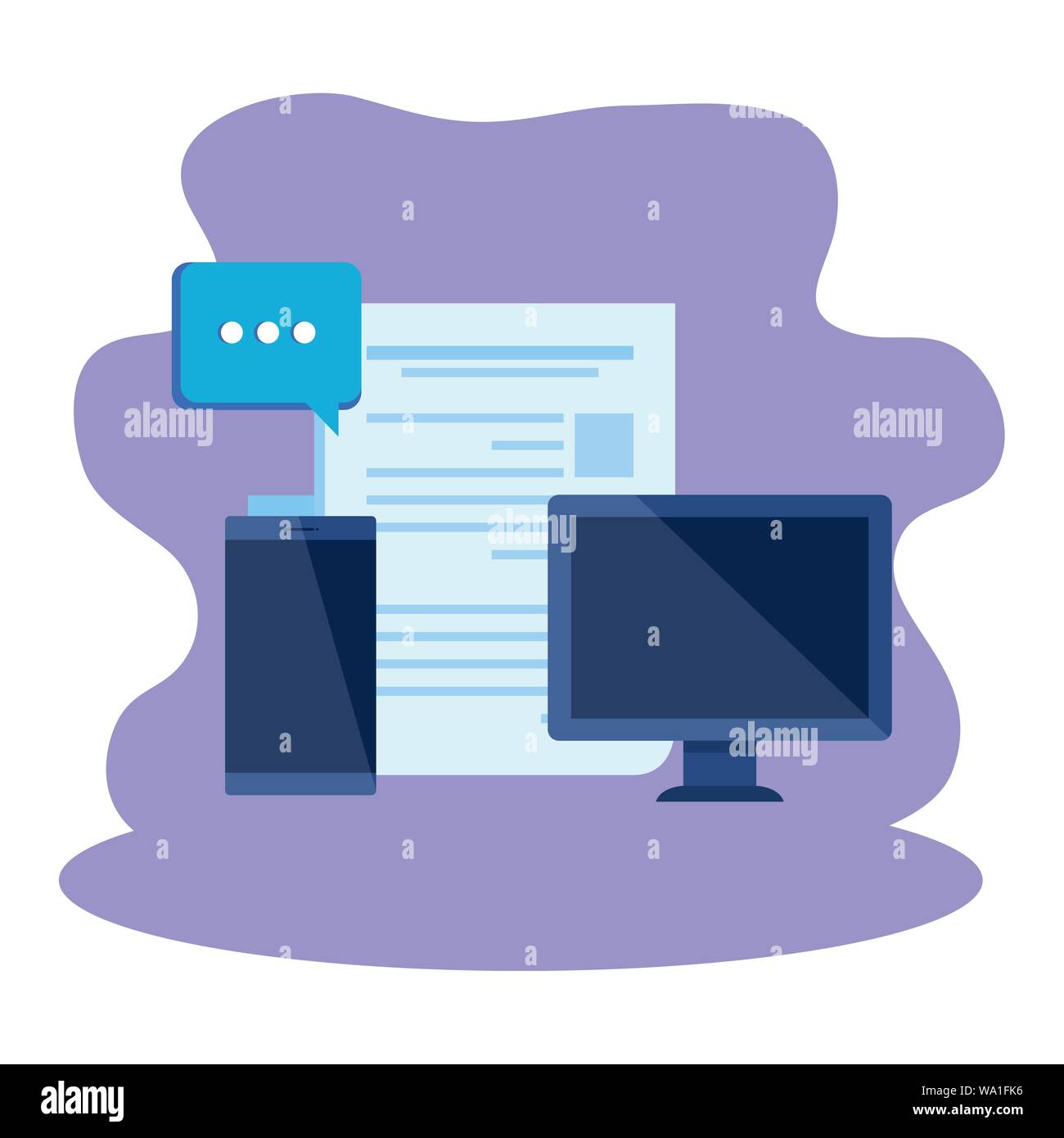 desktop computer with paper document Stock Vector Image & Art - Alamy