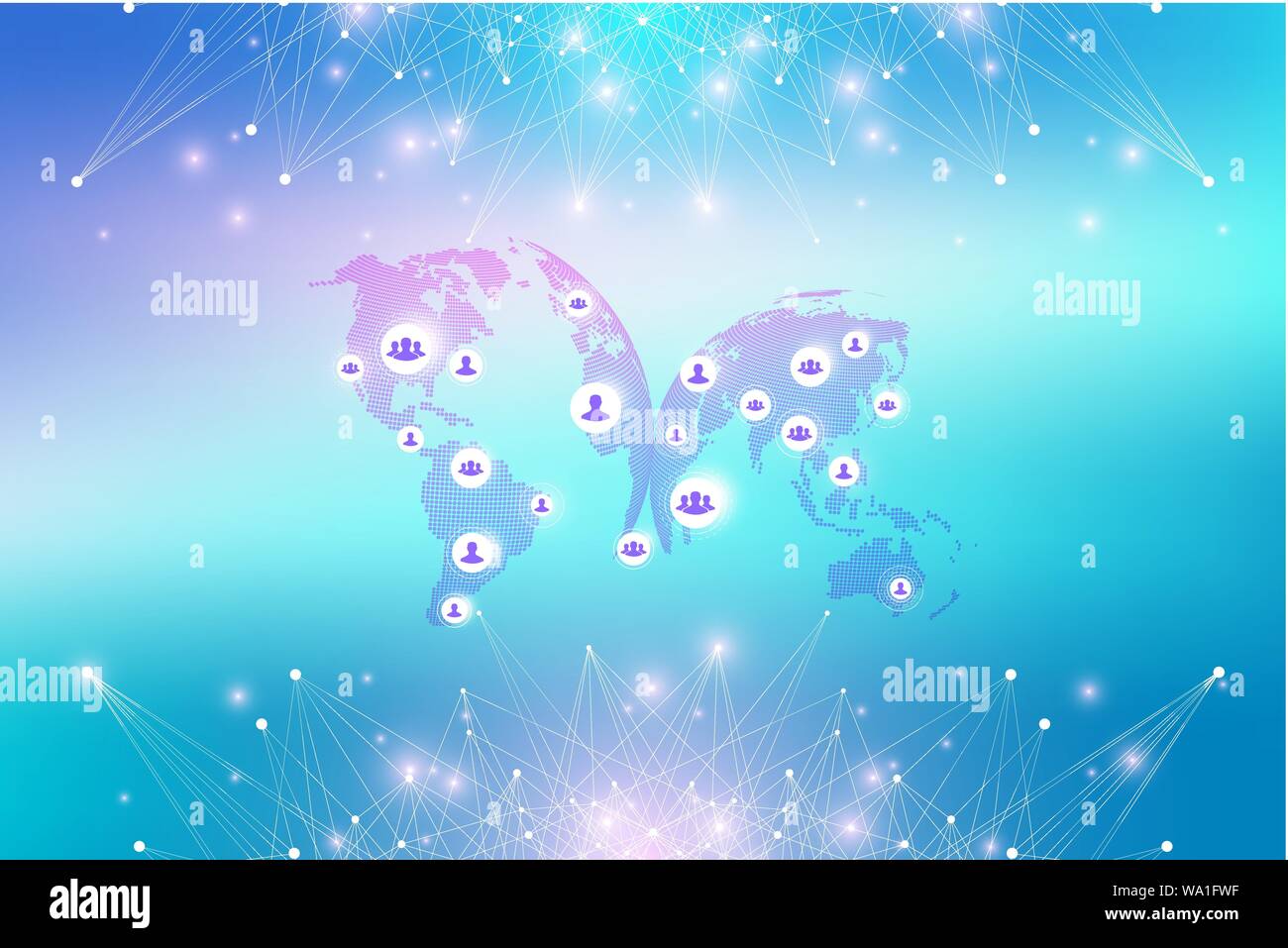 Global Network Connection Geometric Abstract Background With Connected Line And Dots Network