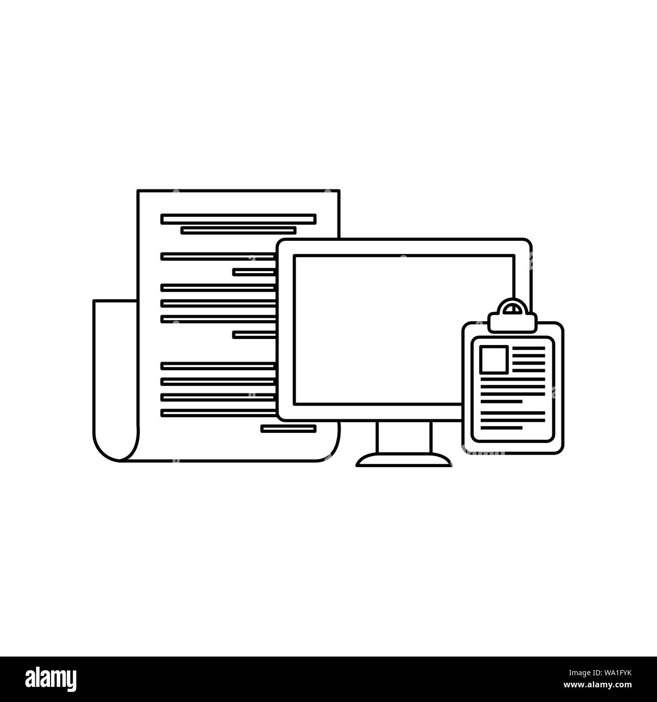 desktop computer with paper document Stock Vector Image & Art - Alamy
