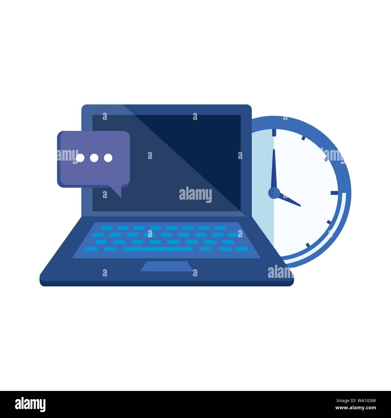 laptop computer with time clock Stock Vector Image & Art - Alamy