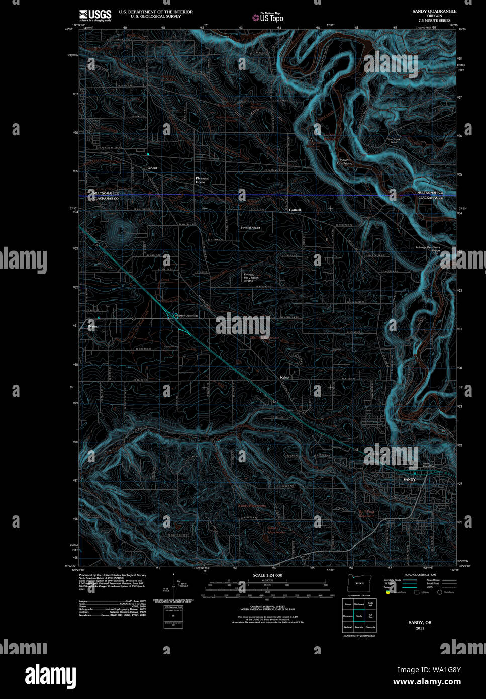 Sandy oregon map hi-res stock photography and images - Alamy